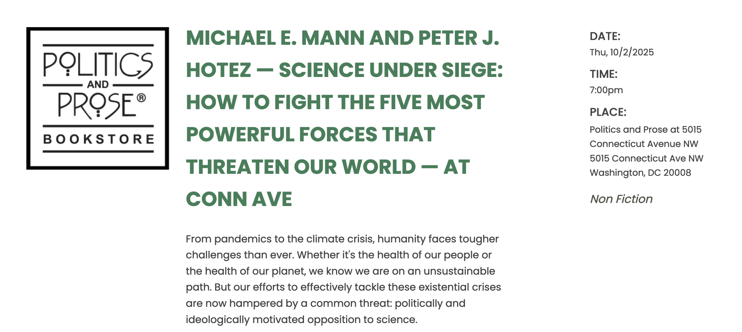 Michael E. Mann and Peter J. Hotez — Science Under Siege: How to Fight ...